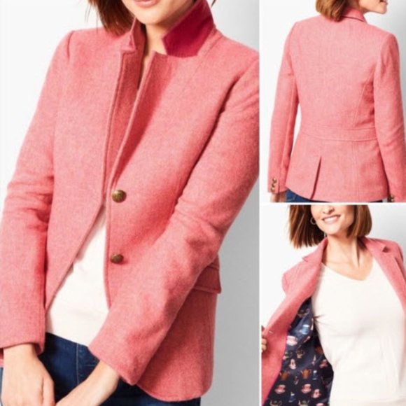 Talbots Aberdeen Pink Herringbone Tweed Blazer